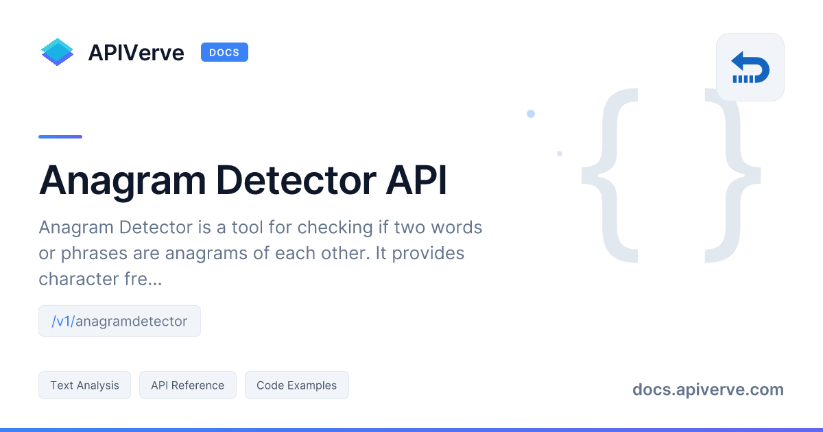 Anagram Detector API Documentation - APIVerve Developer Guide