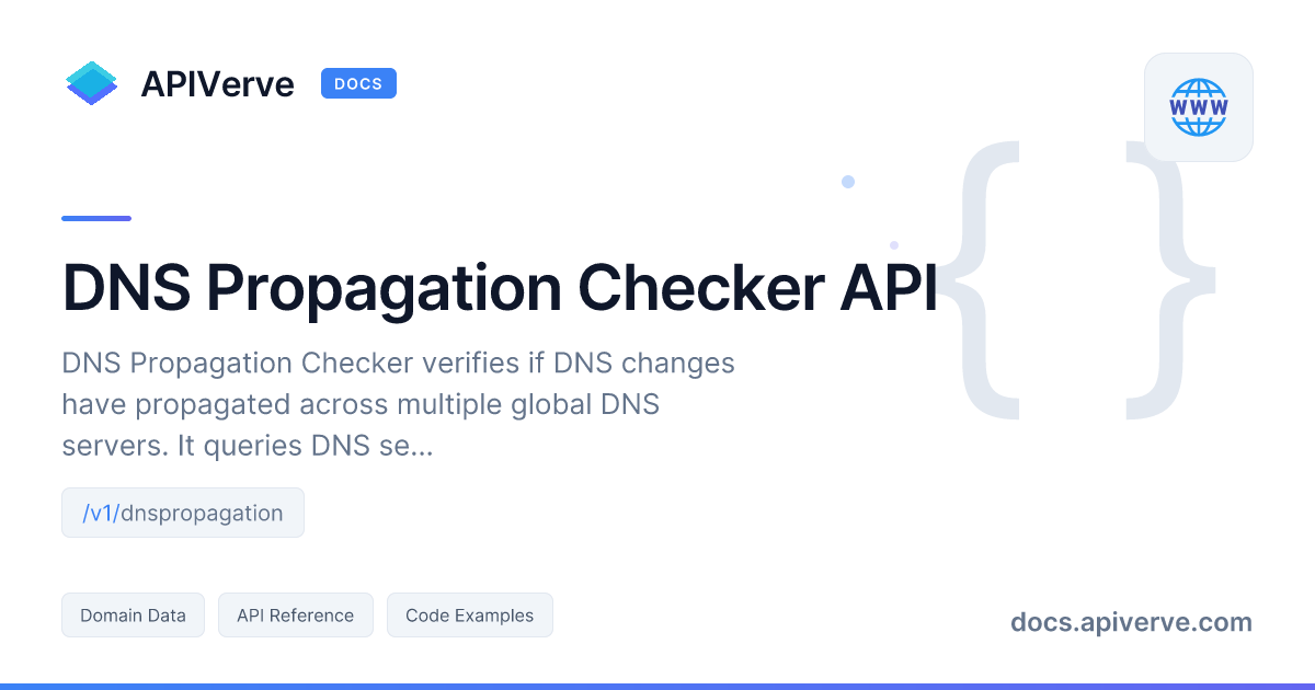 DNS Propagation Checker API Documentation - APIVerve Developer Guide