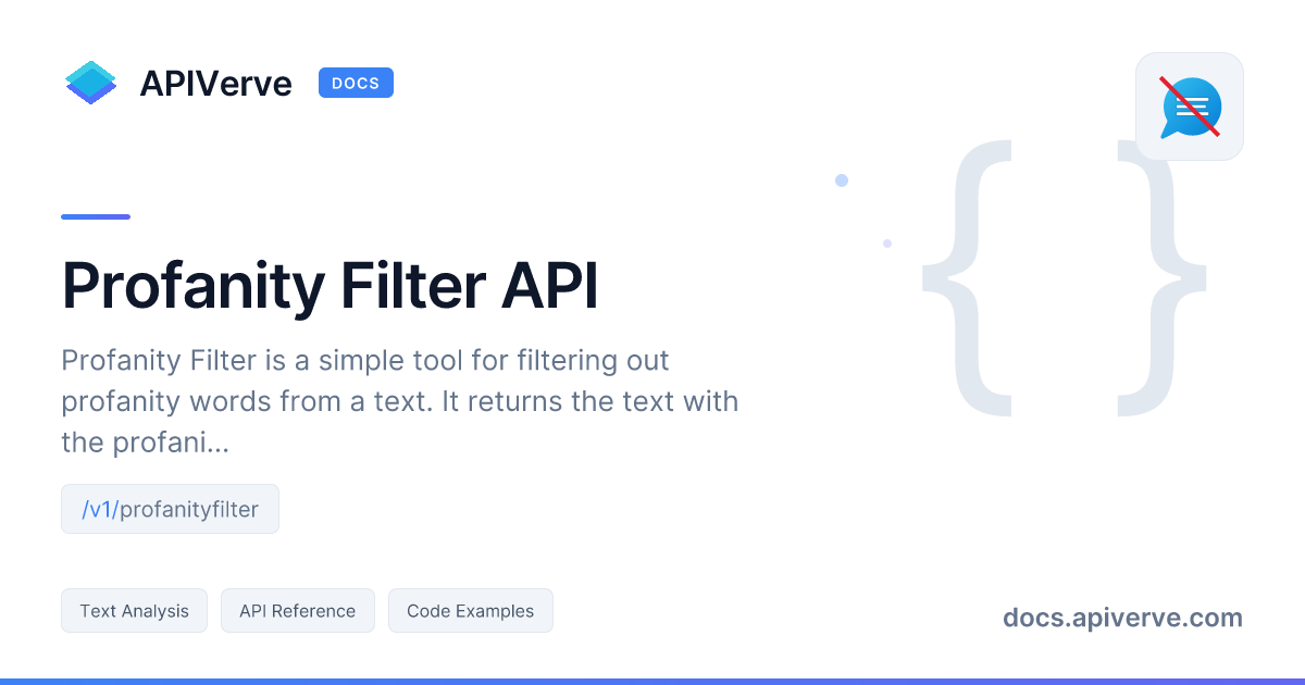 Profanity Filter API Documentation - APIVerve Developer Guide