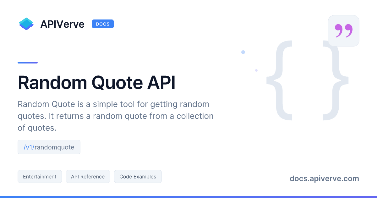 Random Quote API Documentation - APIVerve Developer Guide