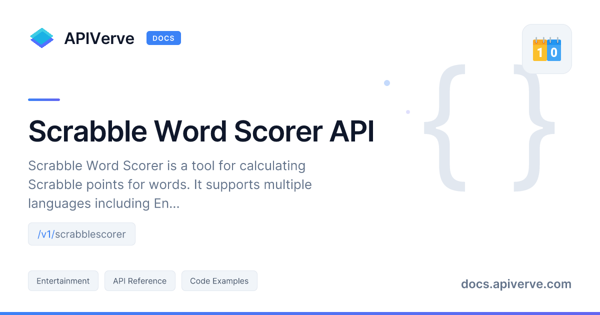 Scrabble Word Scorer API Documentation - APIVerve Developer Guide